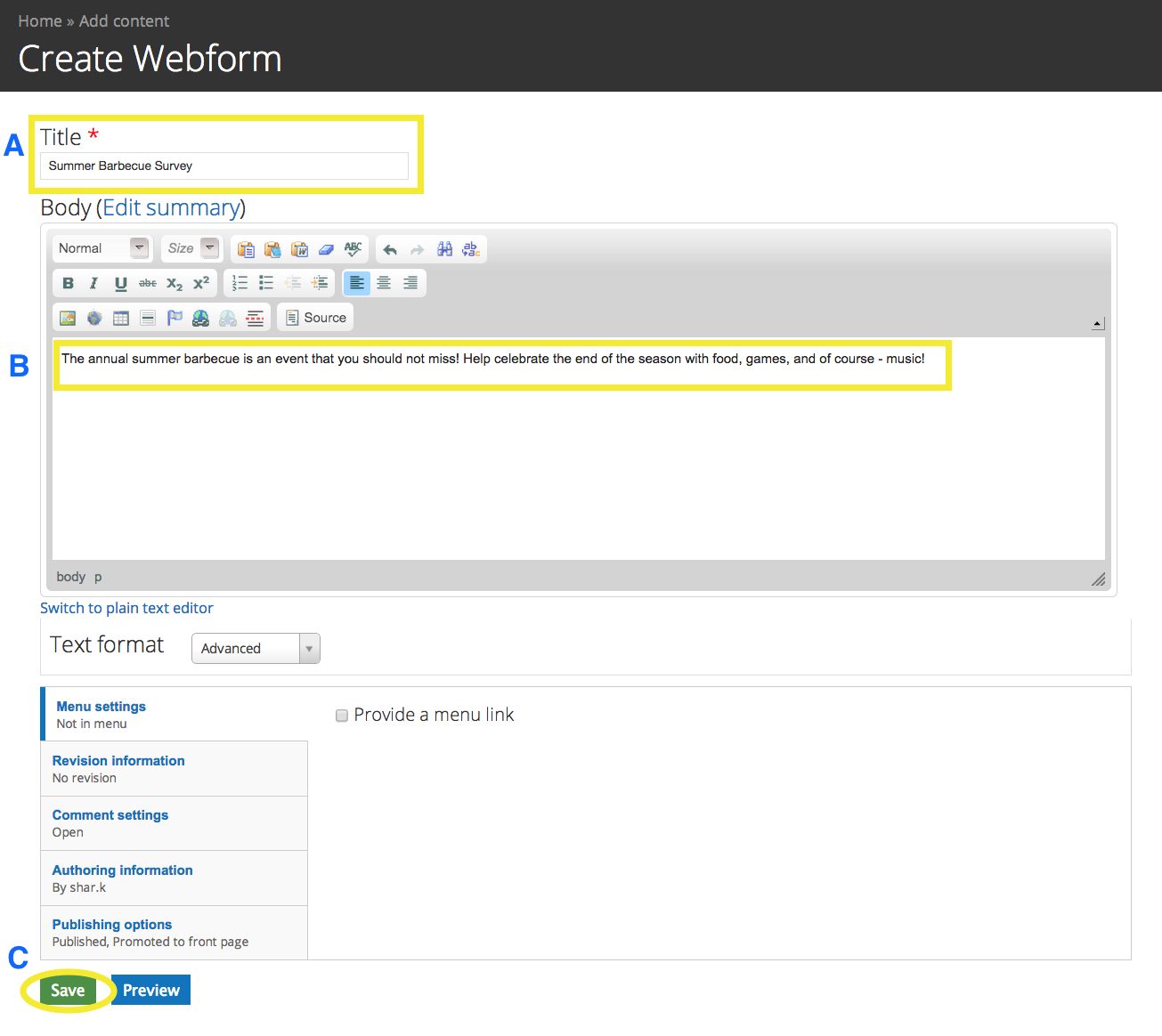 Create A Webform Basic Question Styles Choir Genius Classic Support